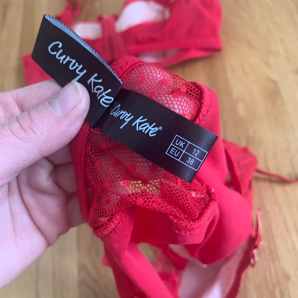 Curvy Kate Tease Red Lingerie Bra Panty Set 34dd - Gem